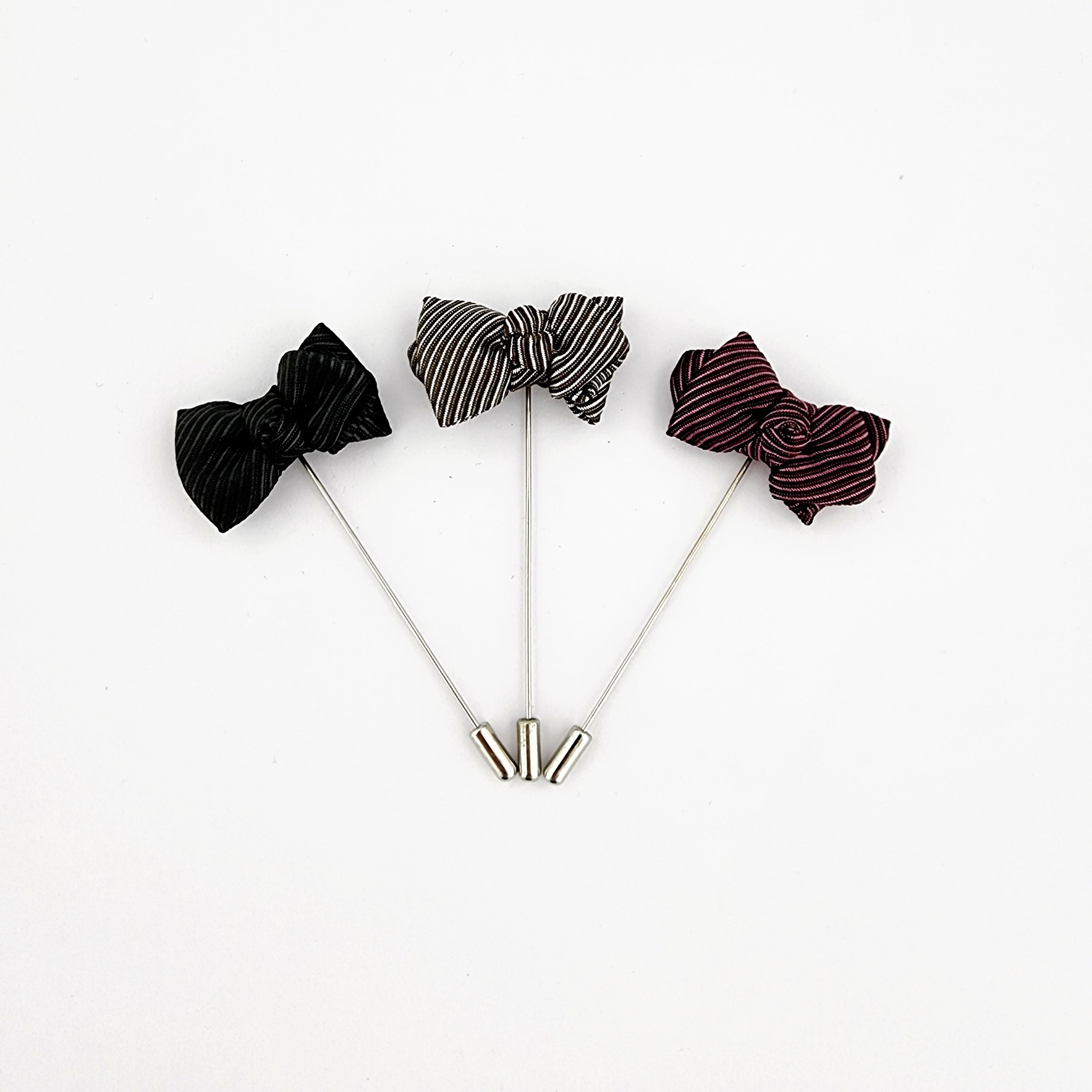 STRIPED BOW LAPEL PIN – The Brooch Hub